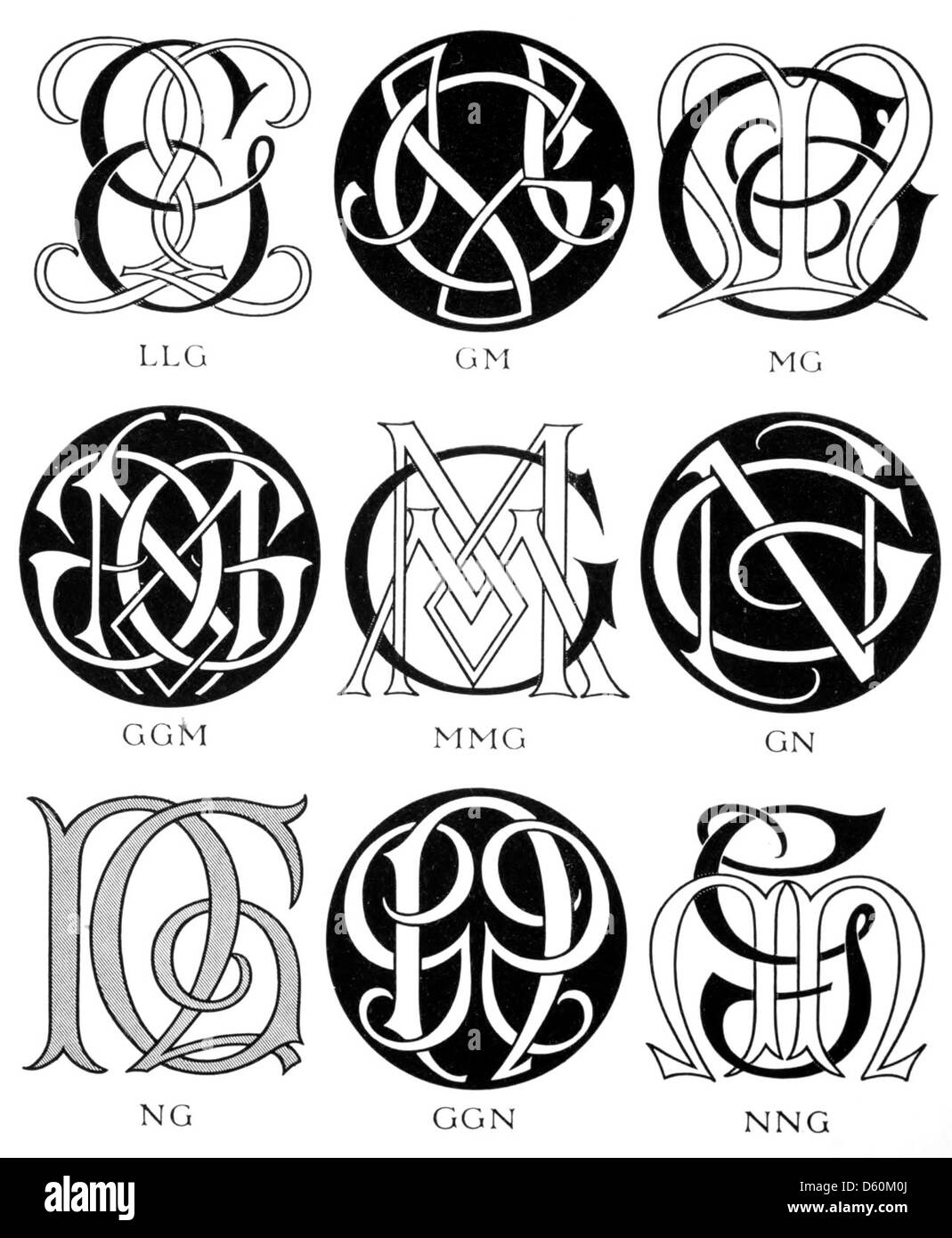 This 1906 book showcases various monograms and ciphers, focusing on ...