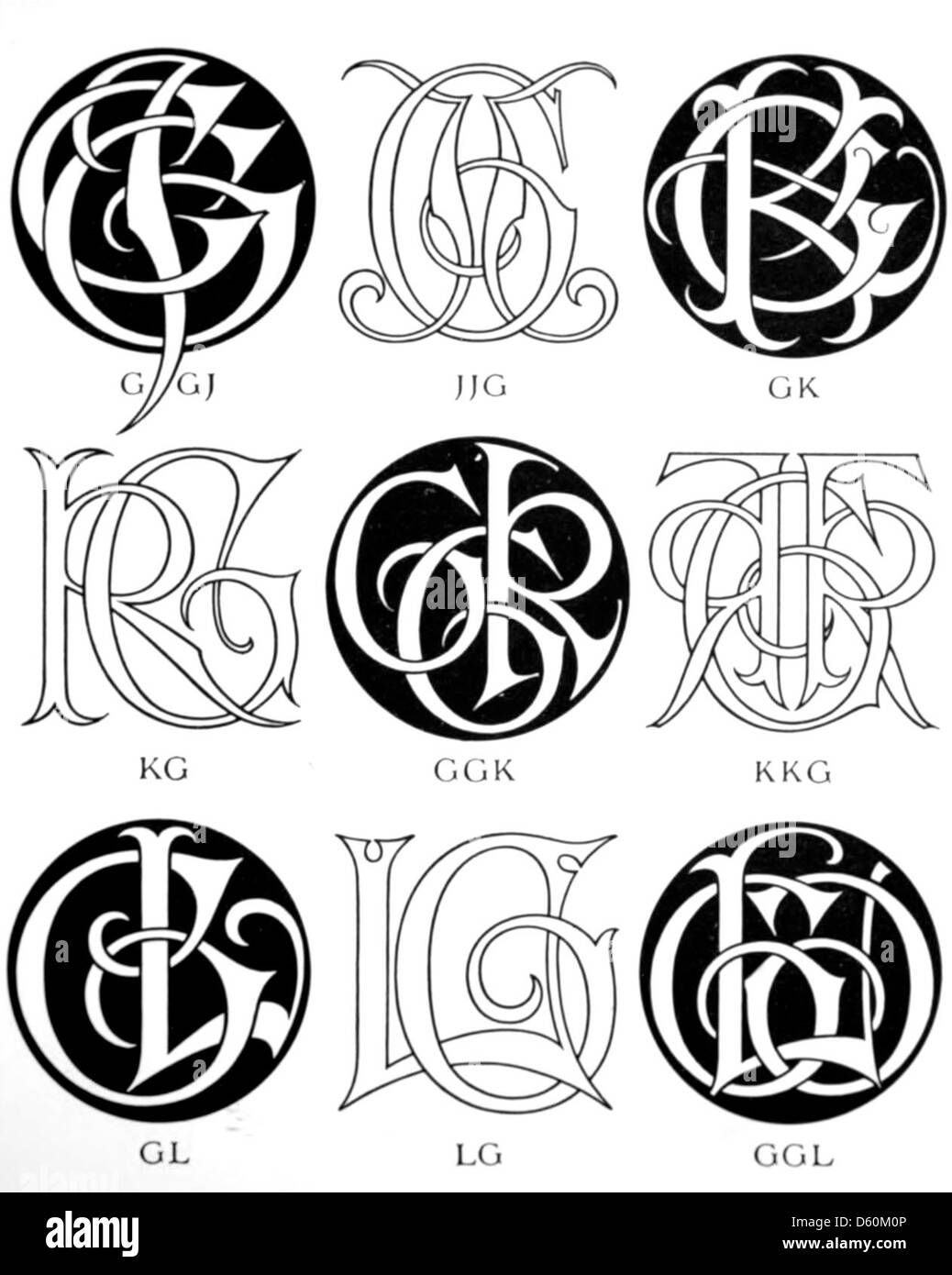 An image from the 1906 'Monograms & Ciphers,' showcasing various ...