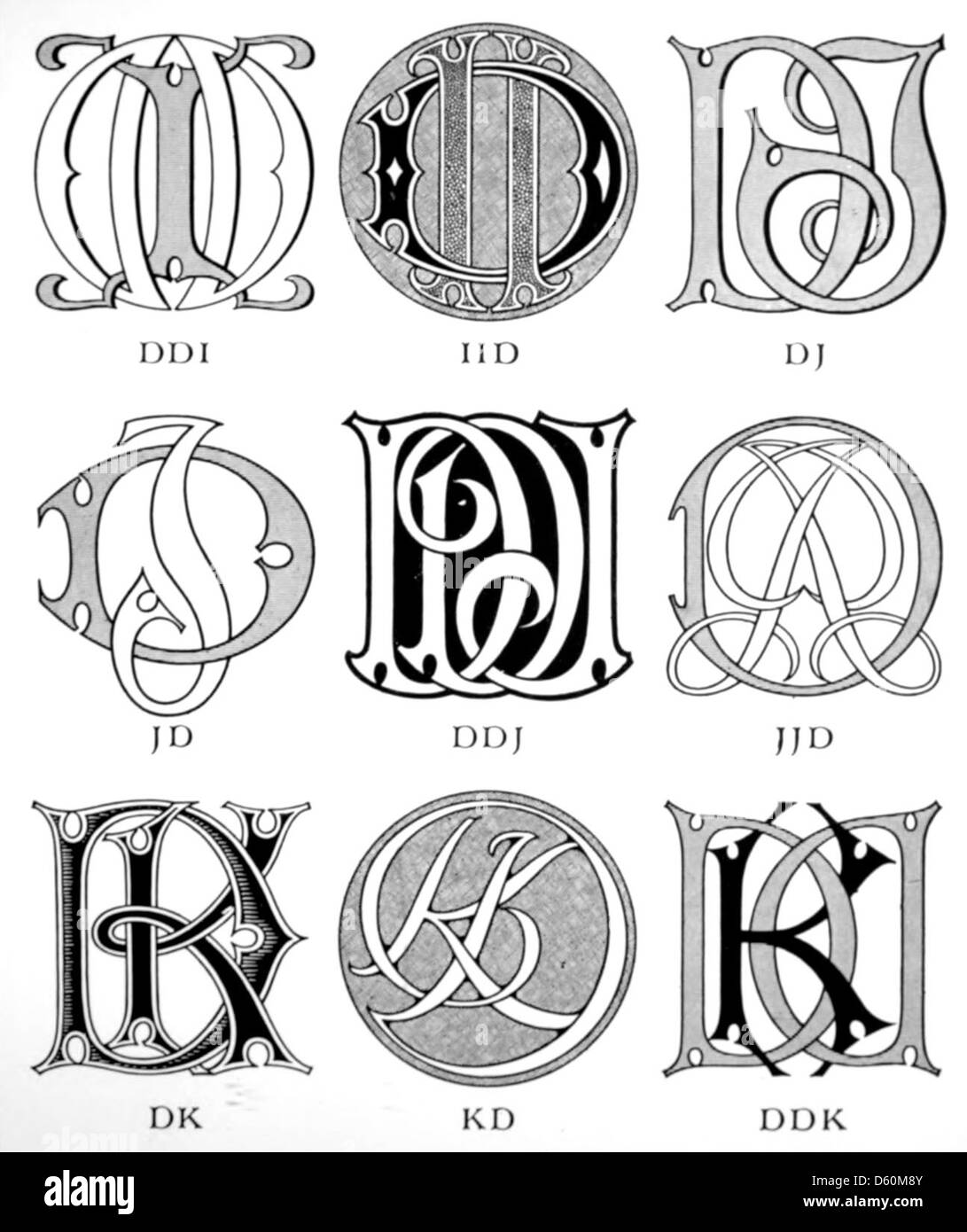 A 1906 collection of monograms and ciphers, showcasing various ...