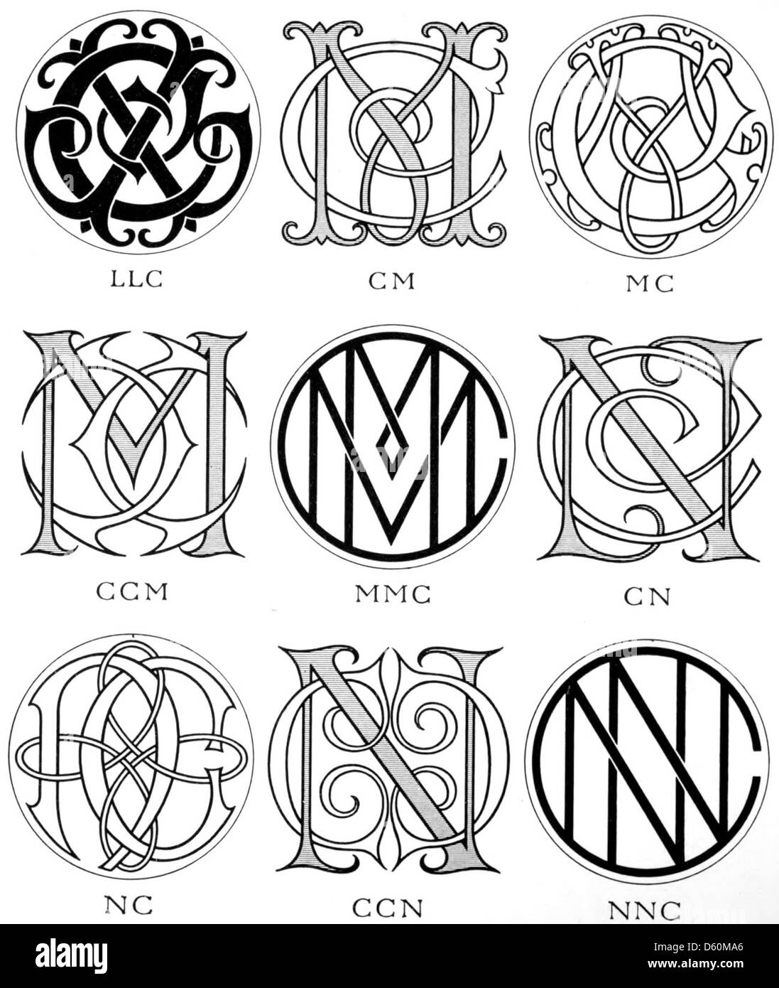 An image from 'Monograms & Ciphers' published in 1906, showcasing ...