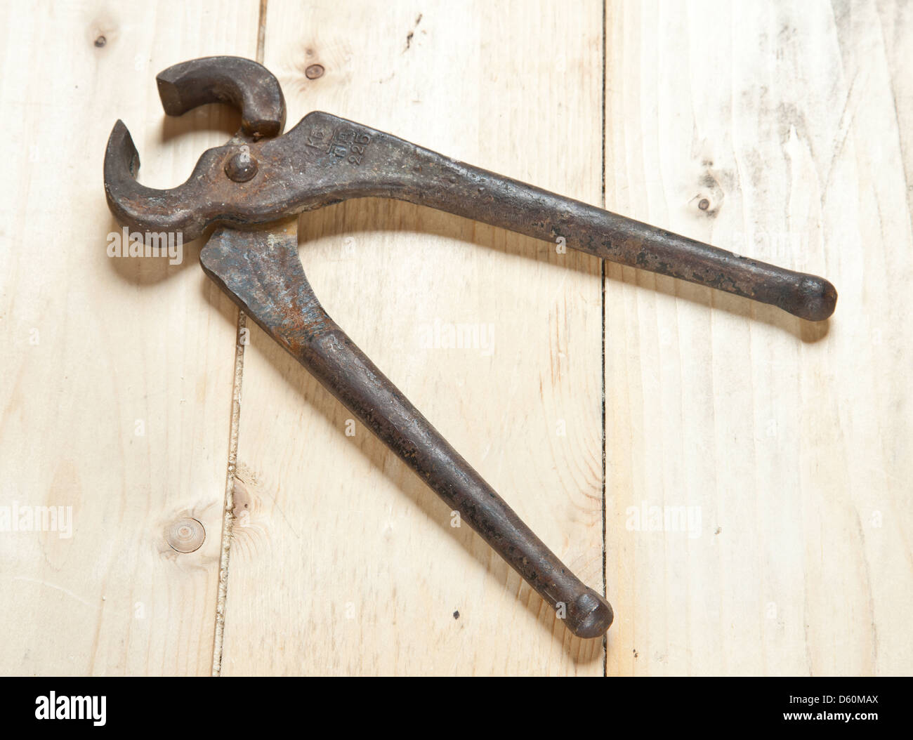 nippers on wood background Stock Photo - Alamy