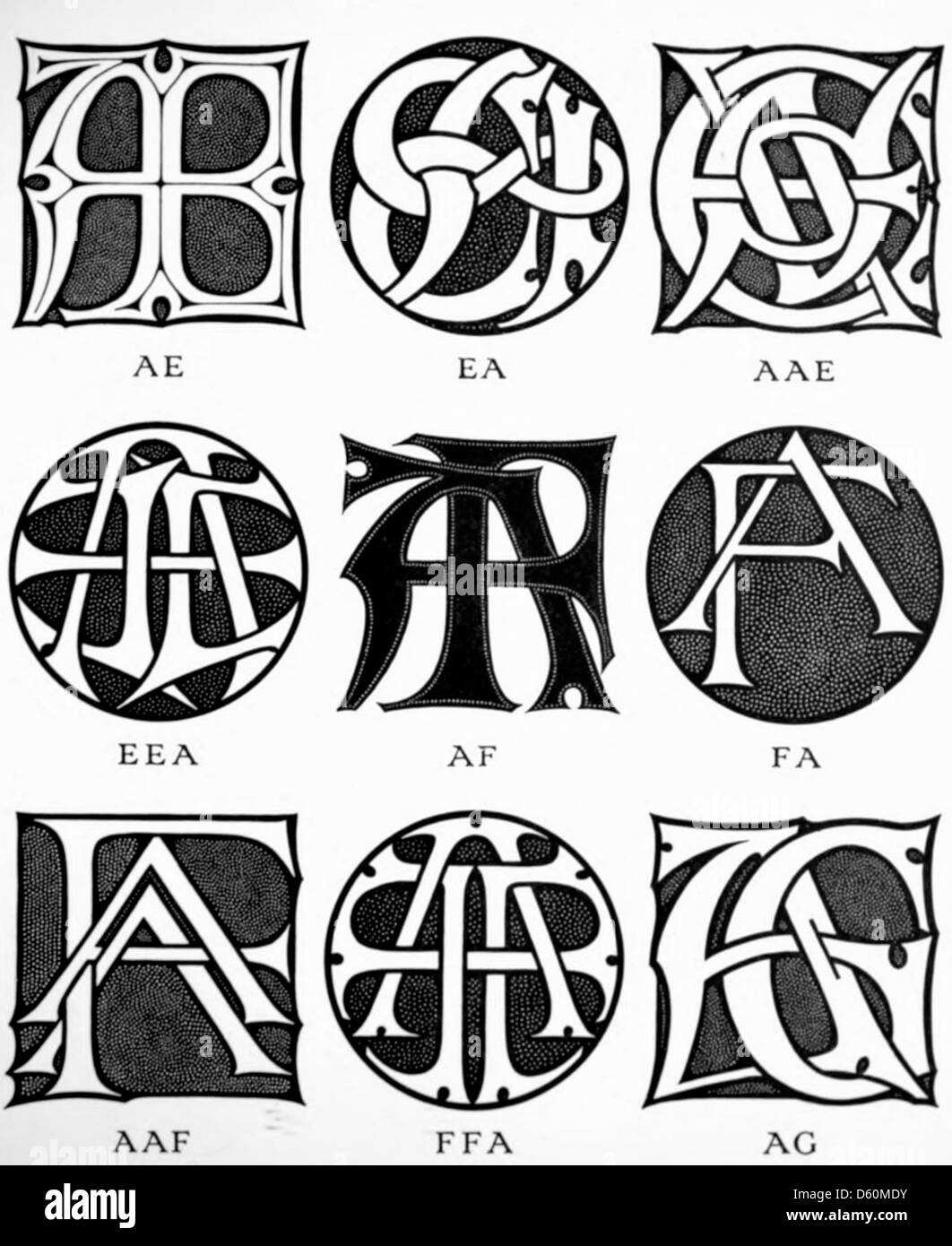 This 1906 design book presents a collection of monograms and ciphers ...