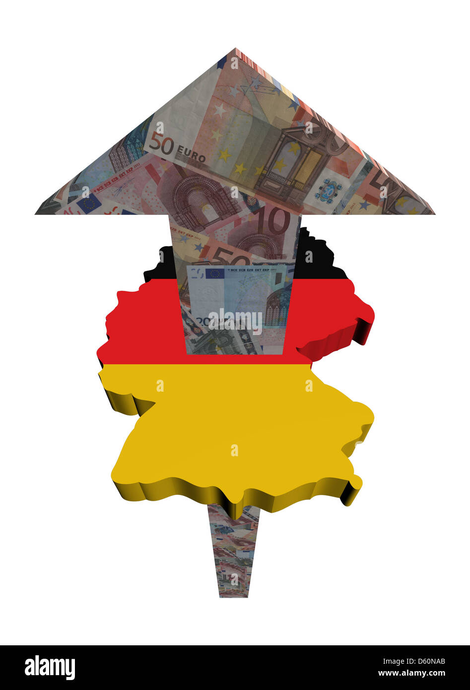 European Euros arrow and Germany map flag illustration Stock Photo - Alamy