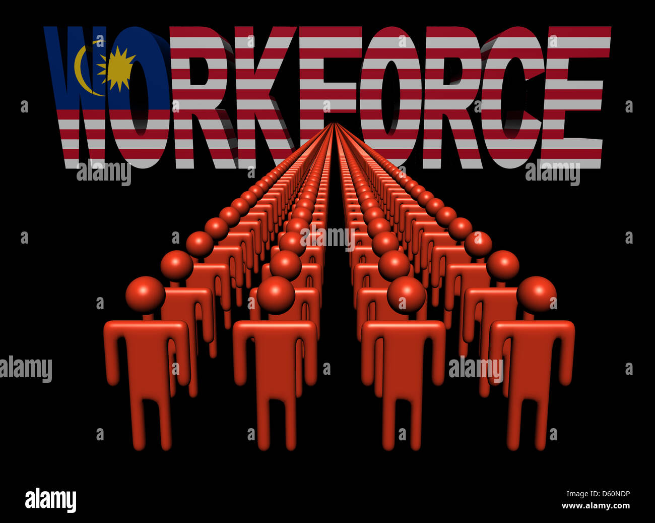 lines of people with workforce Malaysian flag text illustration Stock ...