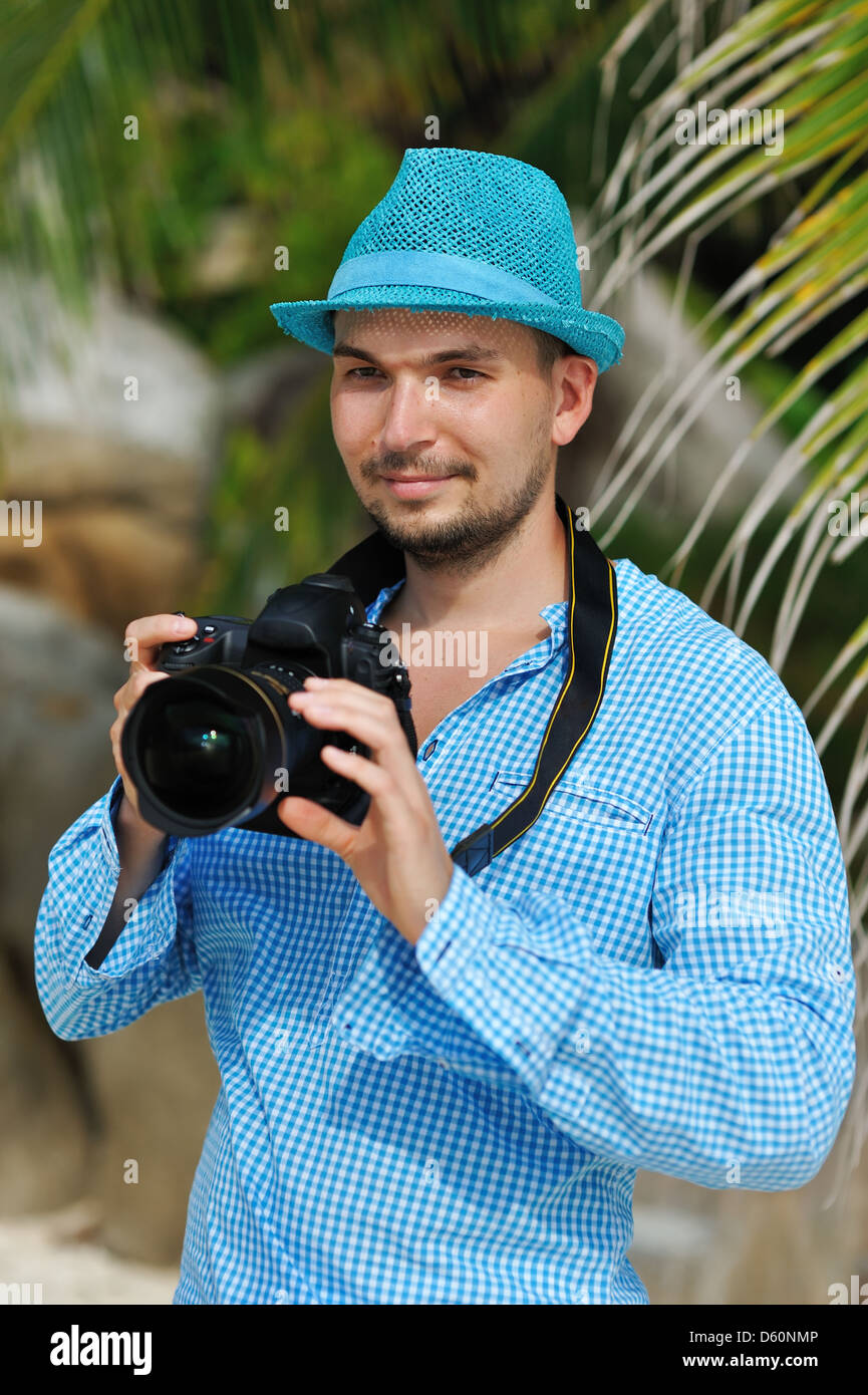 Man with camera Stock Photo - Alamy
