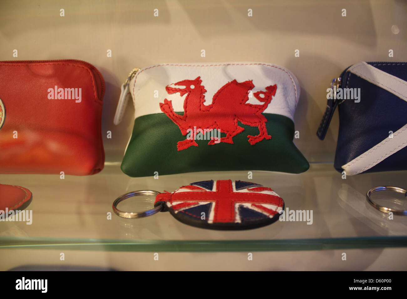 wales welsh flag purse and keyring in shop window in lucca, tuscany ...