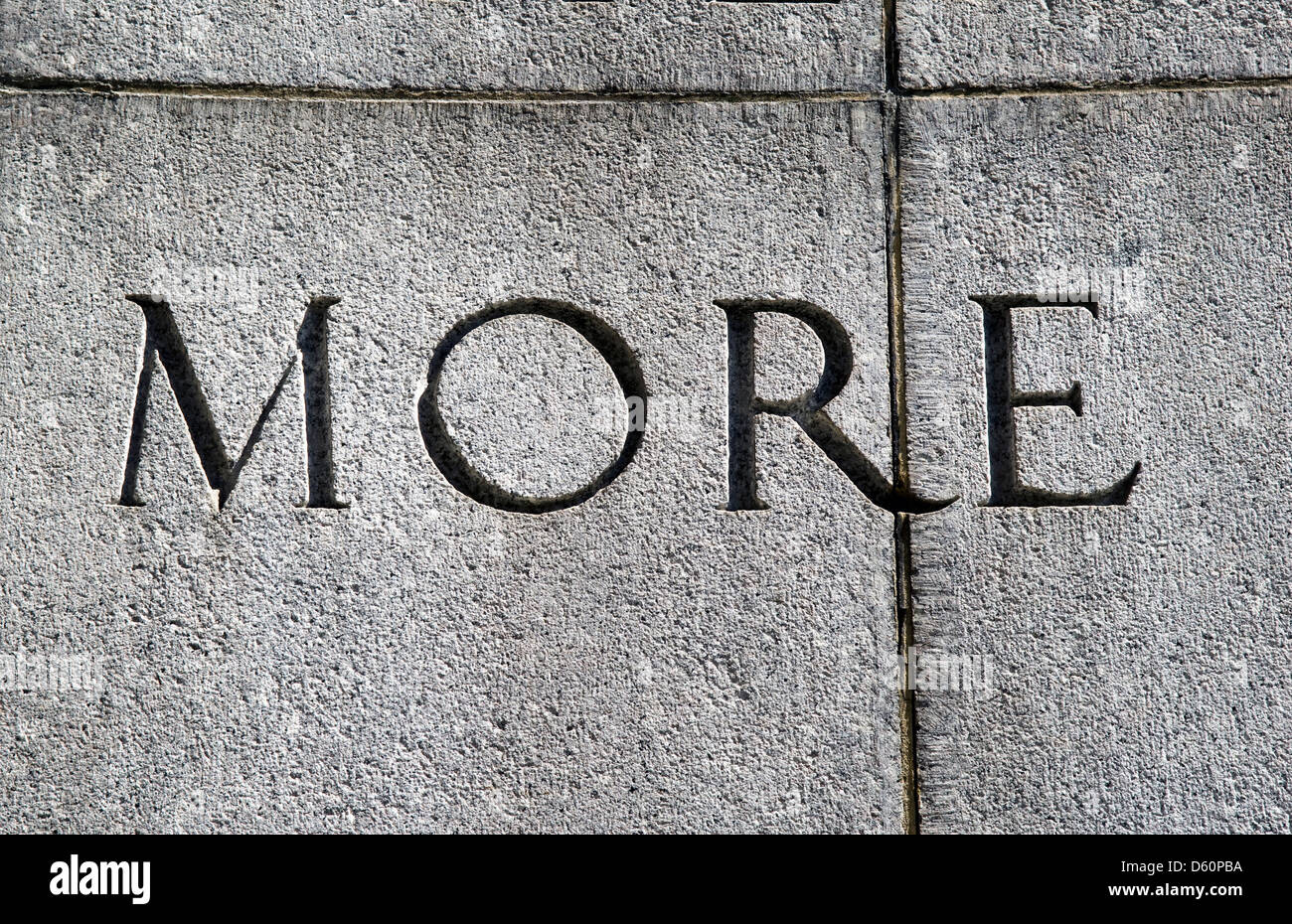 Detail of stone wall inscription, New York City, New York, USA Stock ...