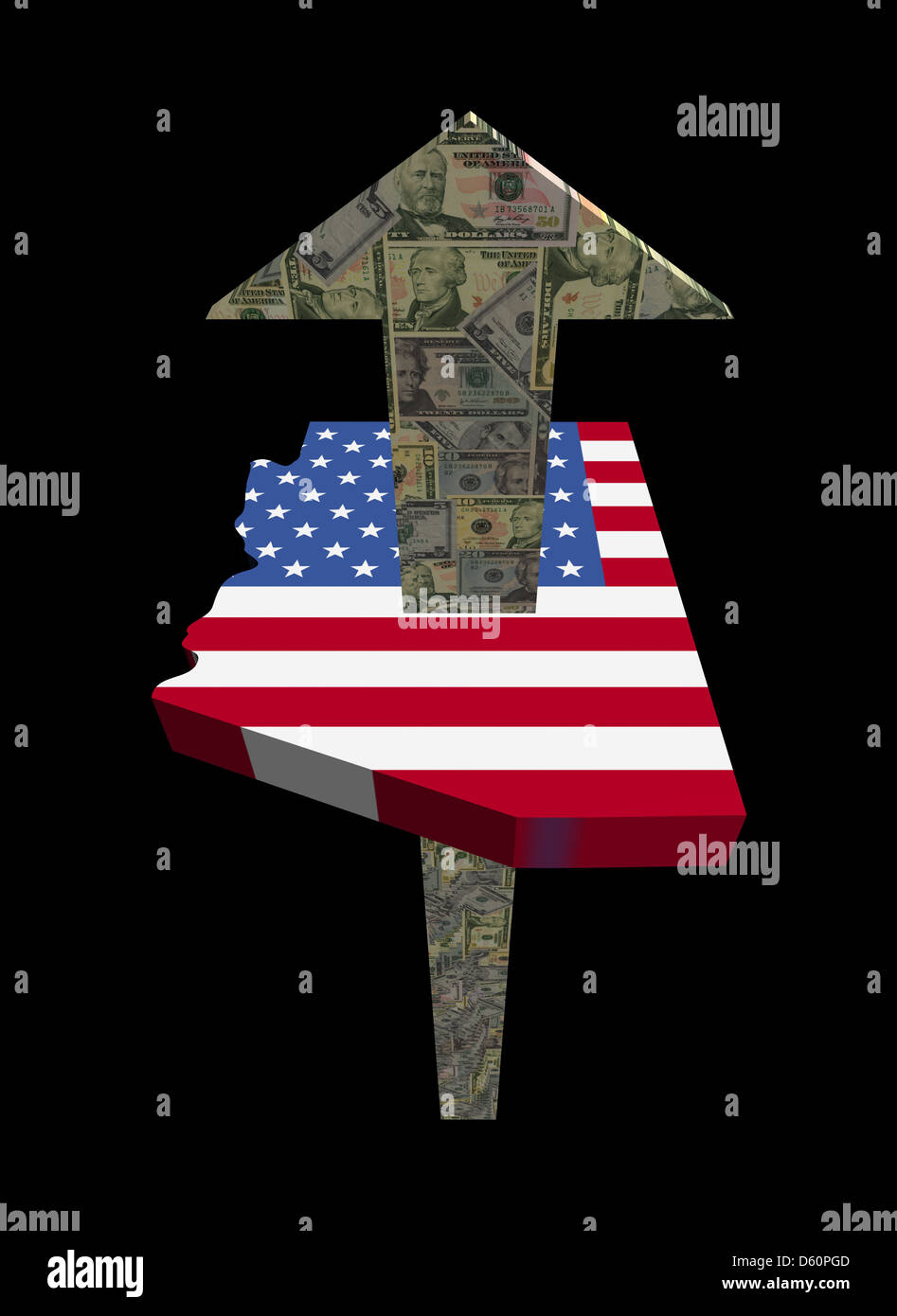 American dollars arrow and Arizona map flag illustration Stock Photo ...