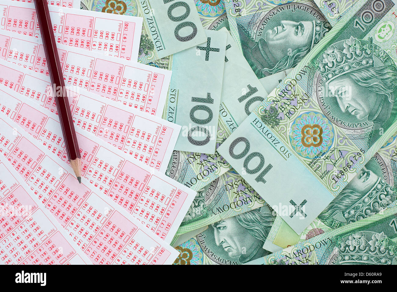Lotto ticket in Polish currency Stock Photo - Alamy