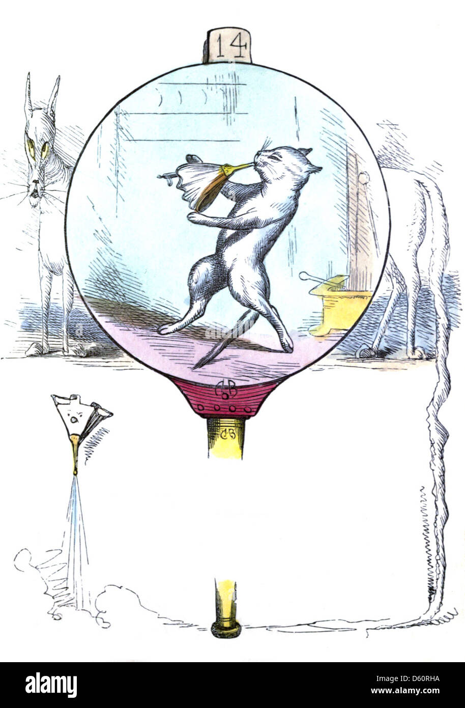 An 1860 illustration accompanying 'The Nine Lives of a Cat,' depicting ...