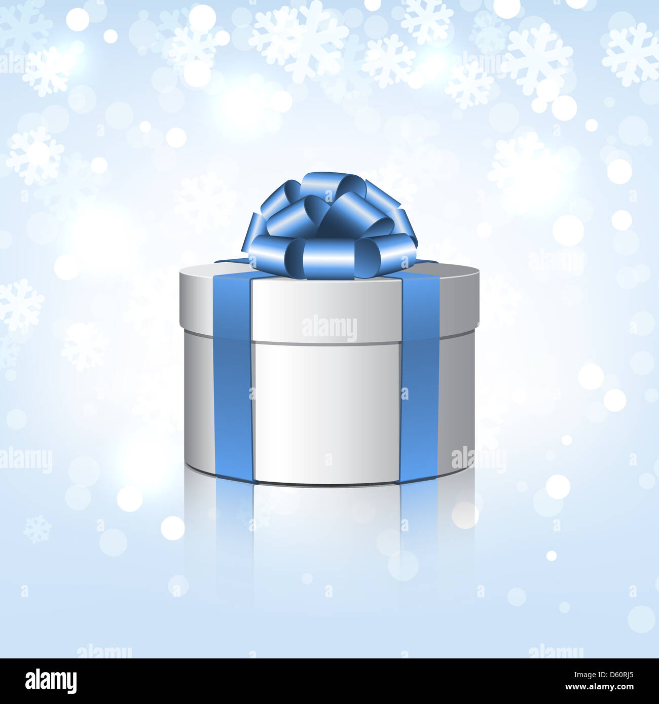 White gift box with a blue bow Stock Photo - Alamy