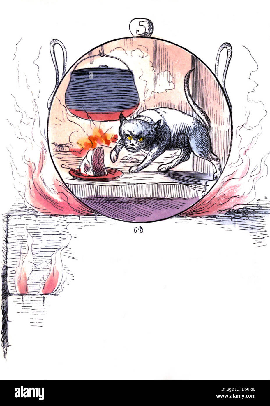 This image comes from the 1860 book The Nine Lives of a Cat, depicting ...