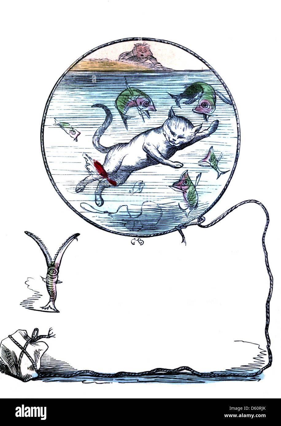 An illustration from 'The Nine Lives of a Cat', depicting the whimsical ...