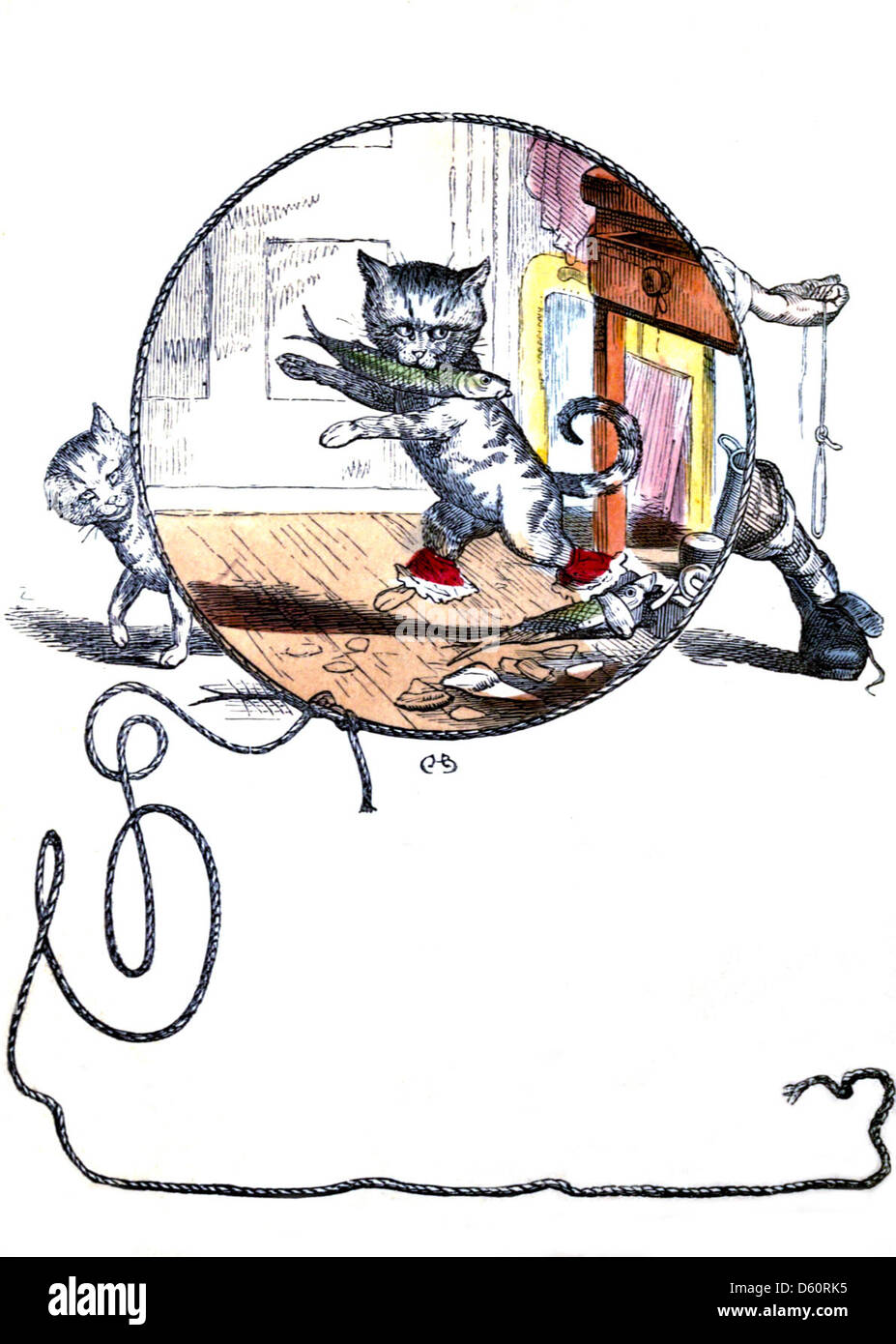 An 1860 illustration from 'The Nine Lives of a Cat,' depicting a ...