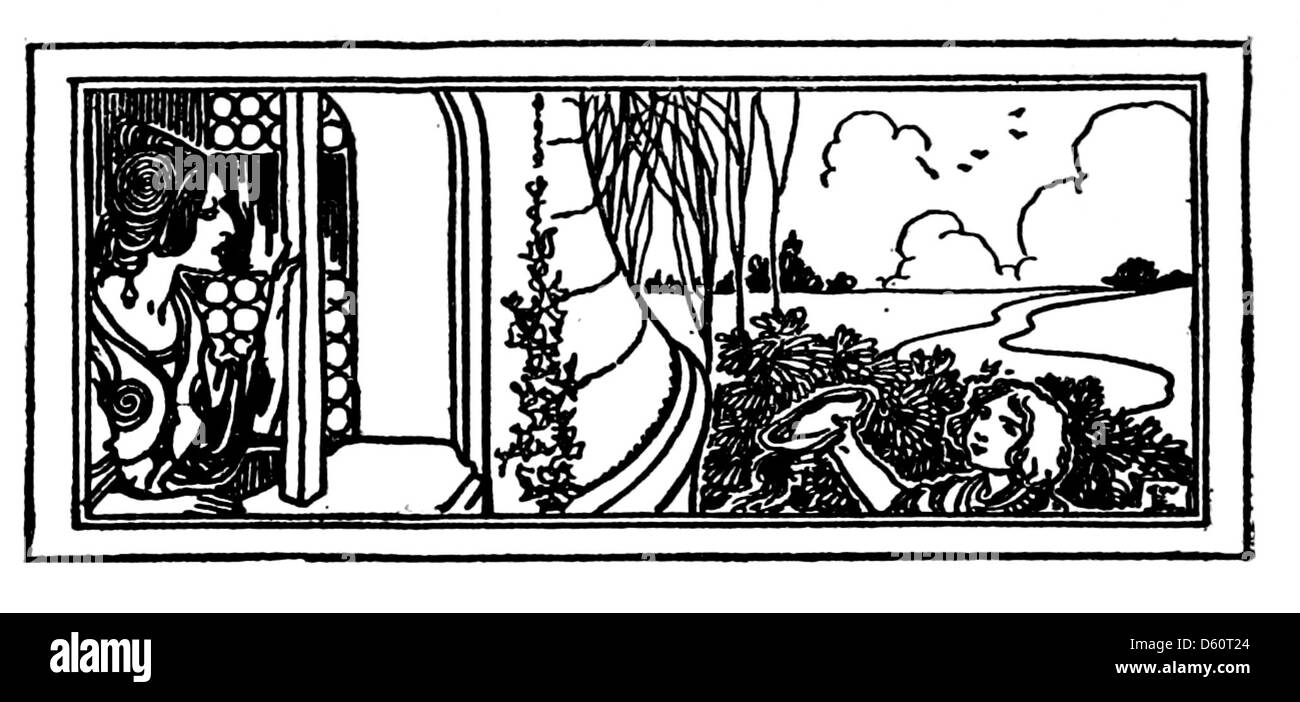 An illustration from 'A Book of Old English Ballads' (1910), featuring ...