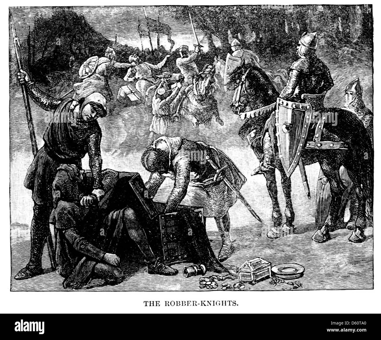 This 1899 image depicts medieval and modern peoples, focusing on the ...