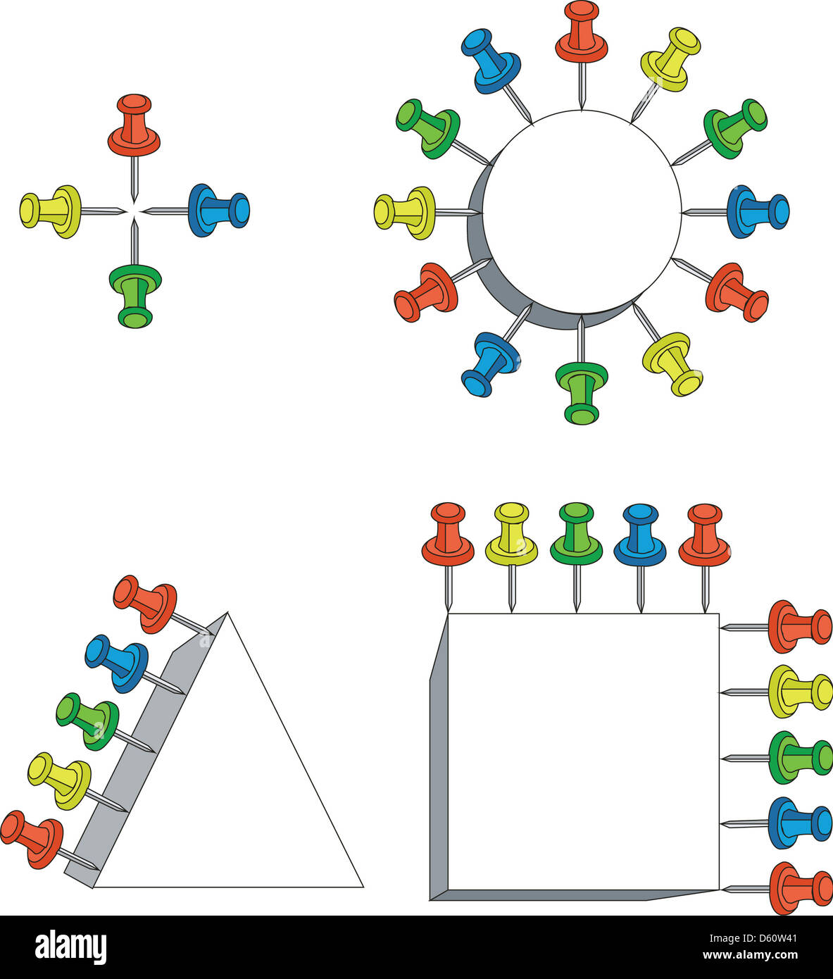 Push pin color set 02 Stock Photo - Alamy