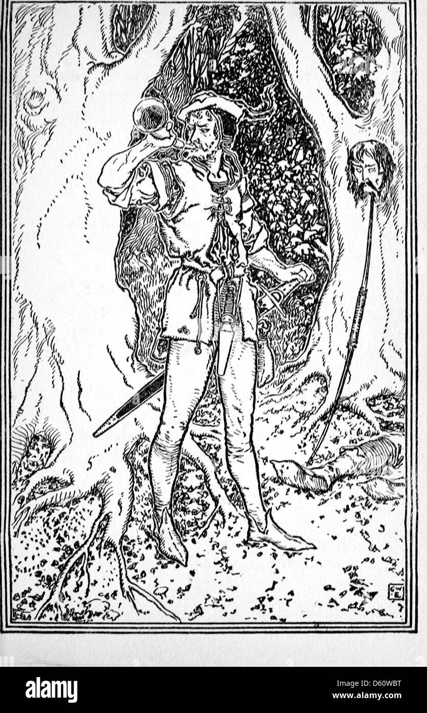 A 1910 illustration from 'A Book of Old English Ballads,' featuring ...