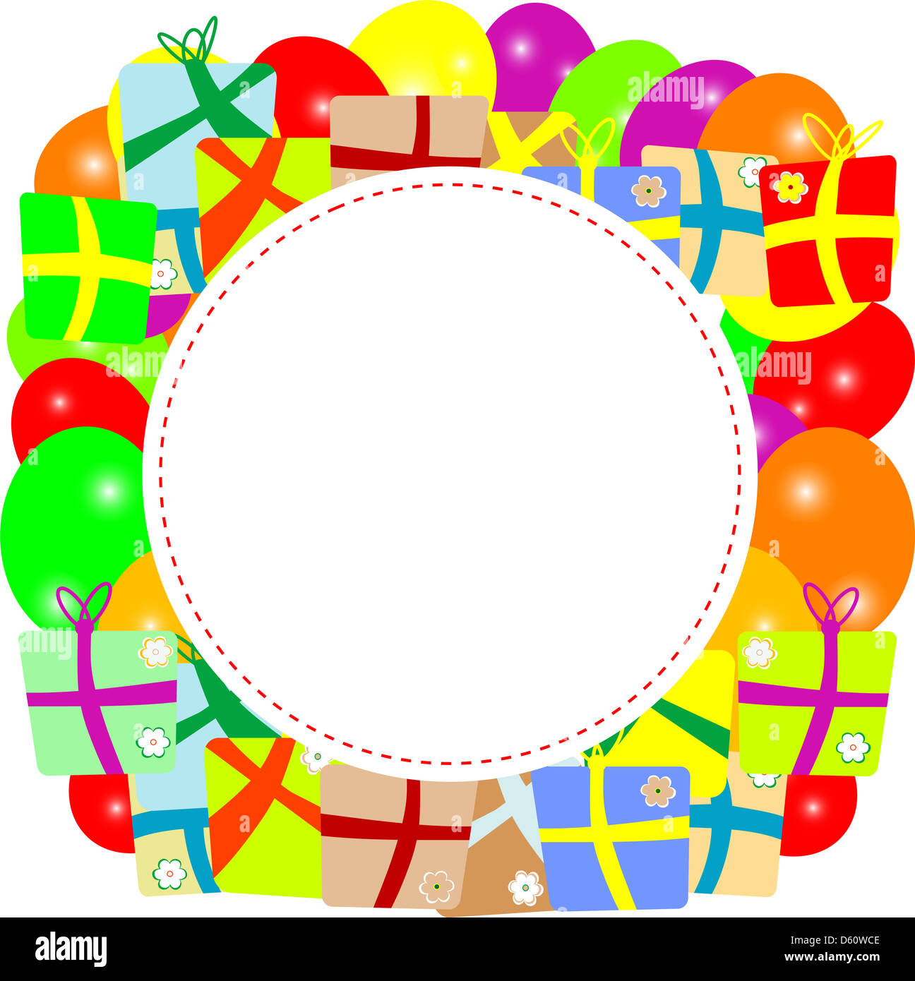 bunch of colorful balloons and a gift box Stock Photo - Alamy