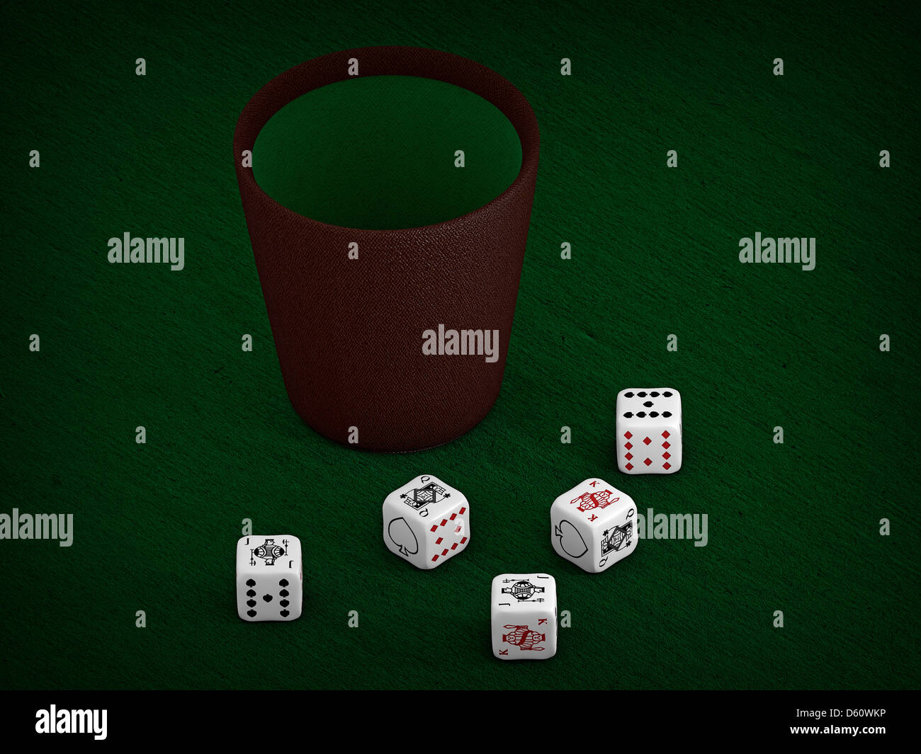 poker dice game, illustration, 3d Stock Photo - Alamy