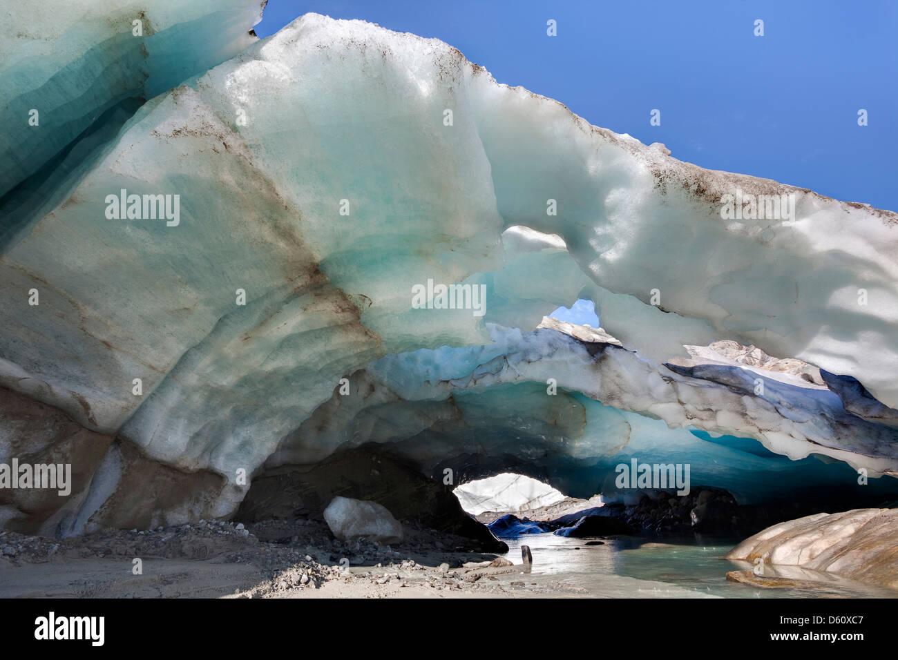 Austria, East Tyrol. Ice cave and glacier snout of Schlatenkees, source ...