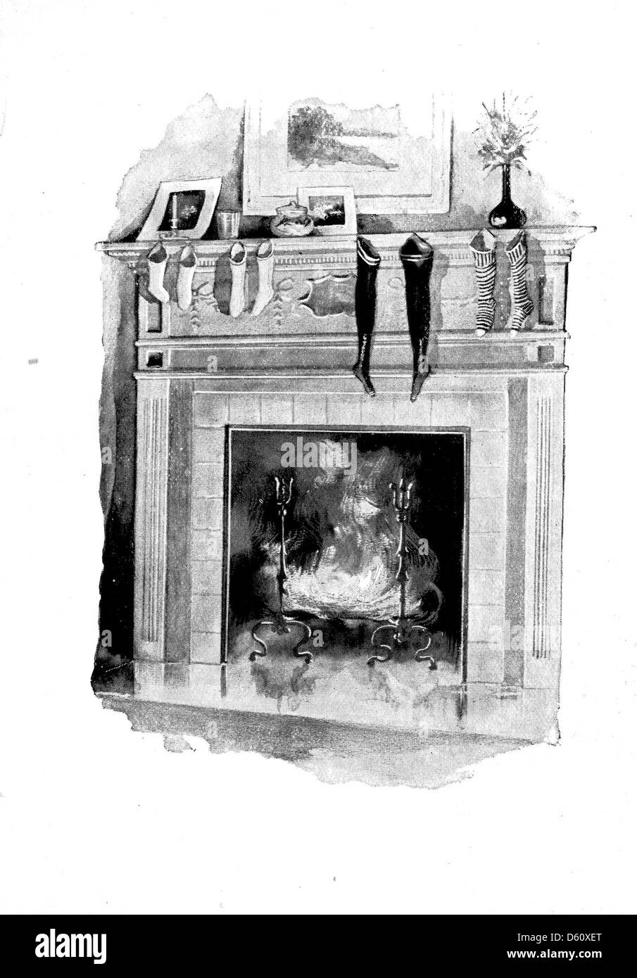 A 1892 photograph or illustration of a traditional Christmas greeting ...