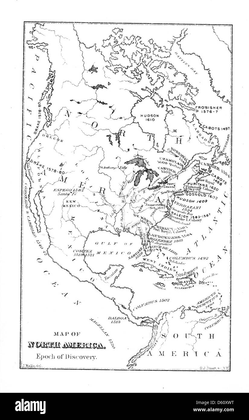 This 1872 map illustrates North America, providing a geographical and ...