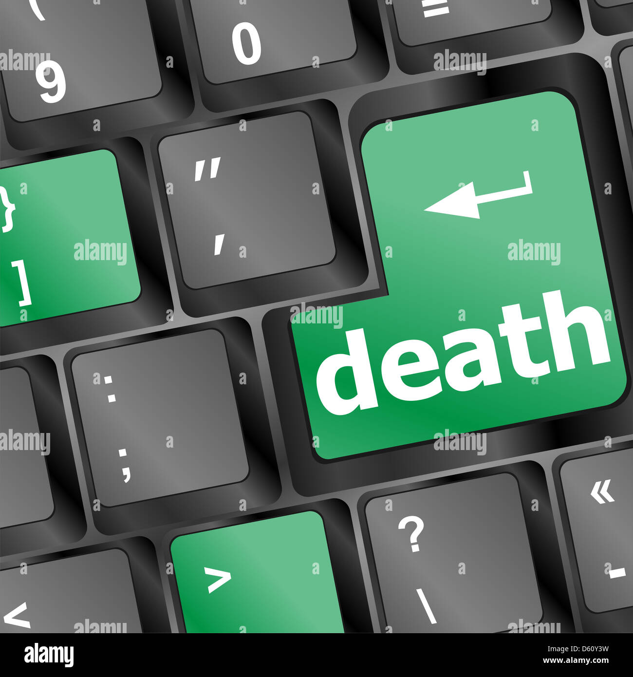 Keyboard with death word button Stock Photo - Alamy