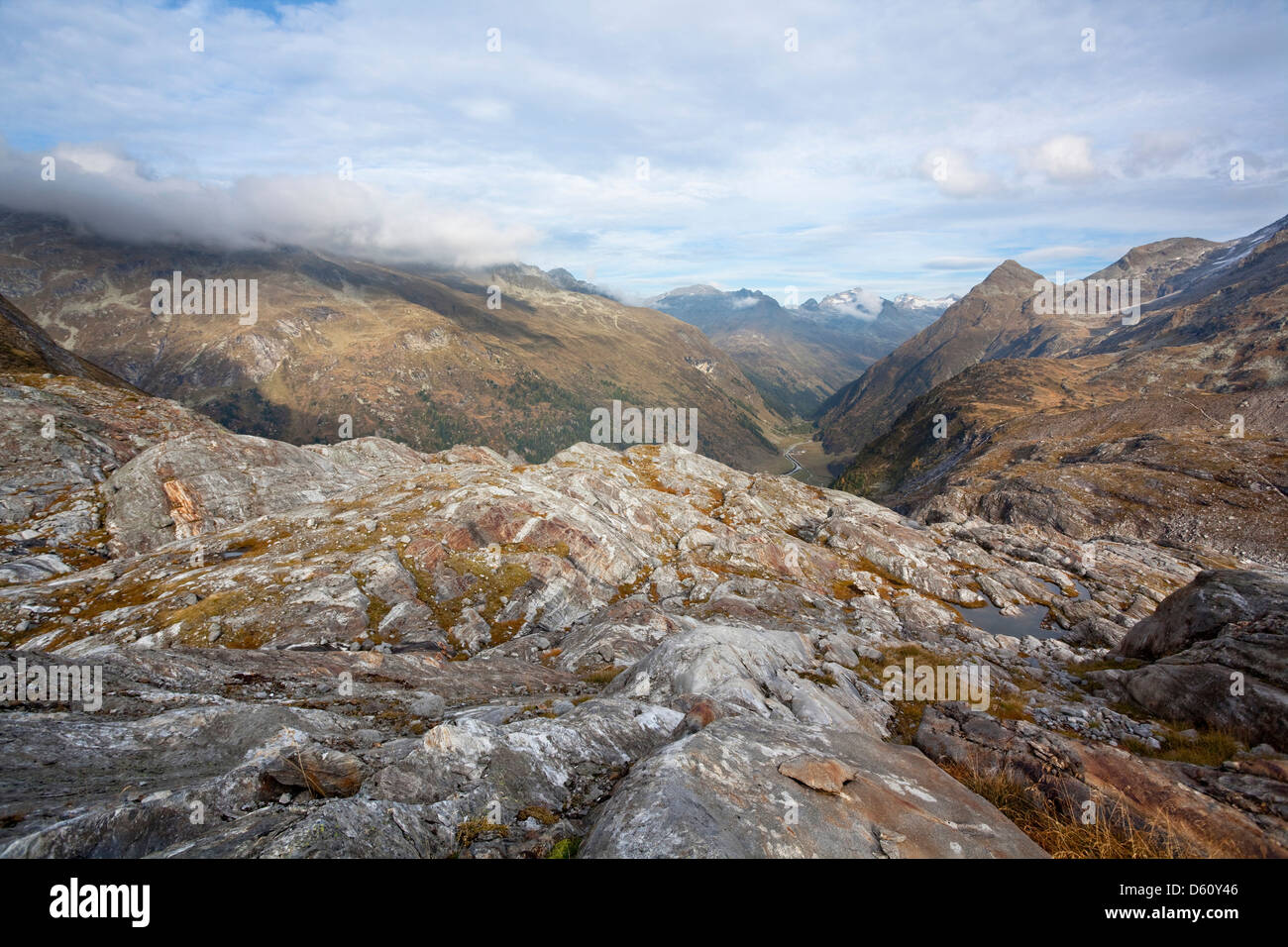 East Tyrol, Austria. Roche Moutonnee of the Schlatenkees with a view of ...