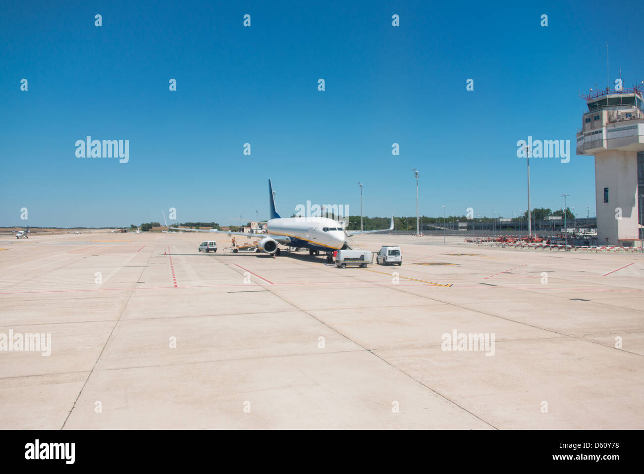 Airplane at airport Stock Photo - Alamy
