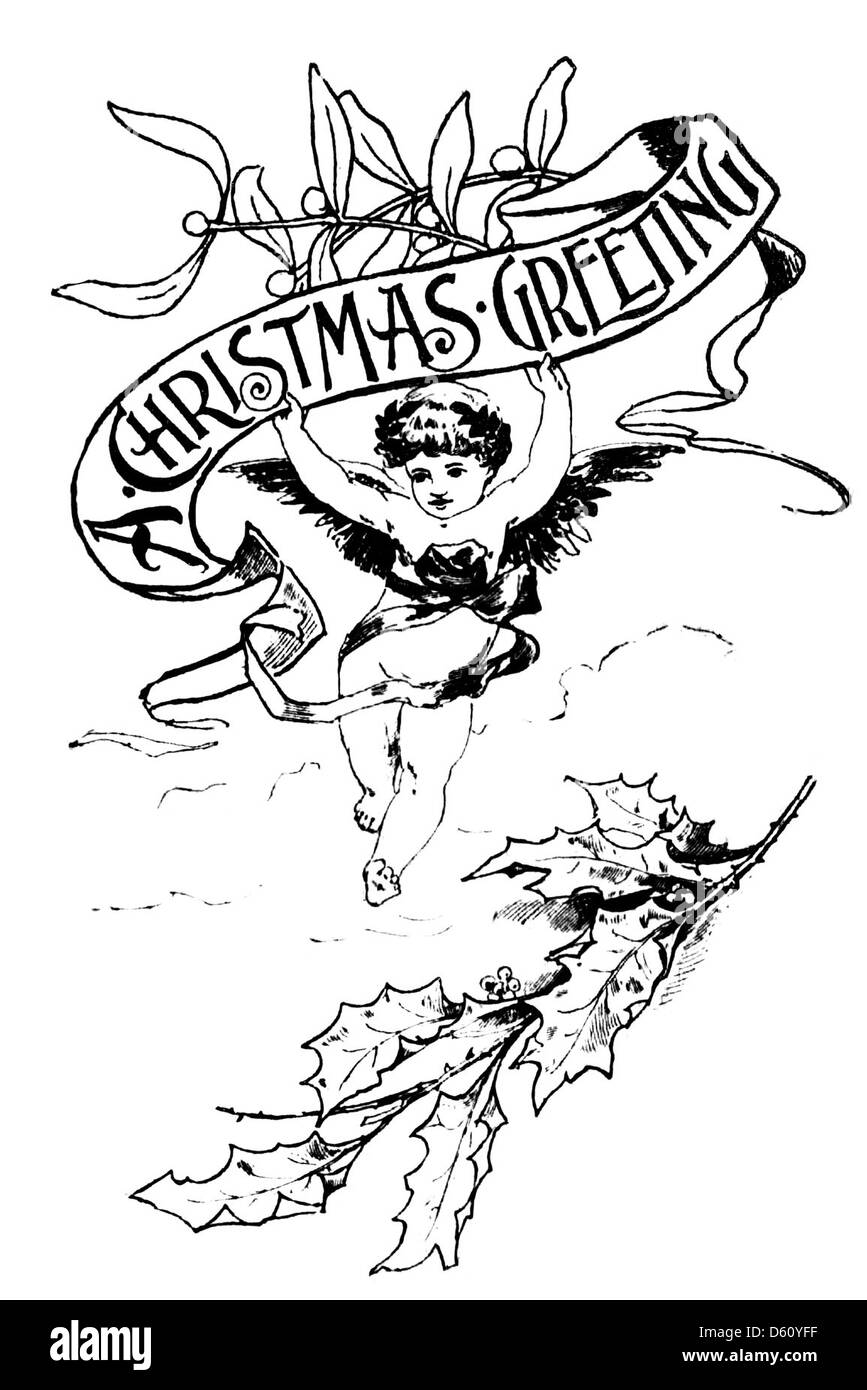 This 1892 Christmas greeting card features festive imagery, showcasing ...