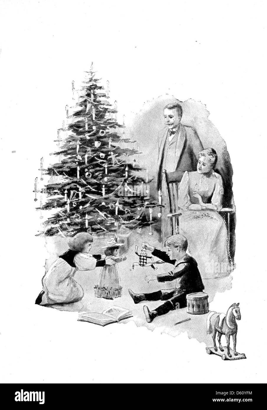 This 1892 image captures the festive spirit of Christmas, featuring a ...