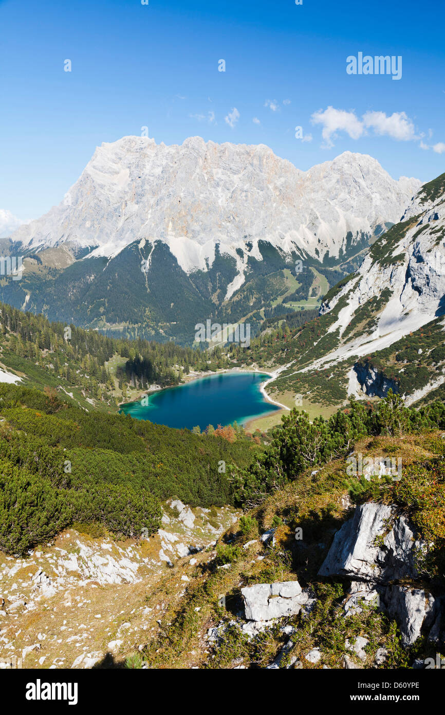 Lermoos, Austria. Mountain lake Seeben (Seebensee) in the Mieminger ...