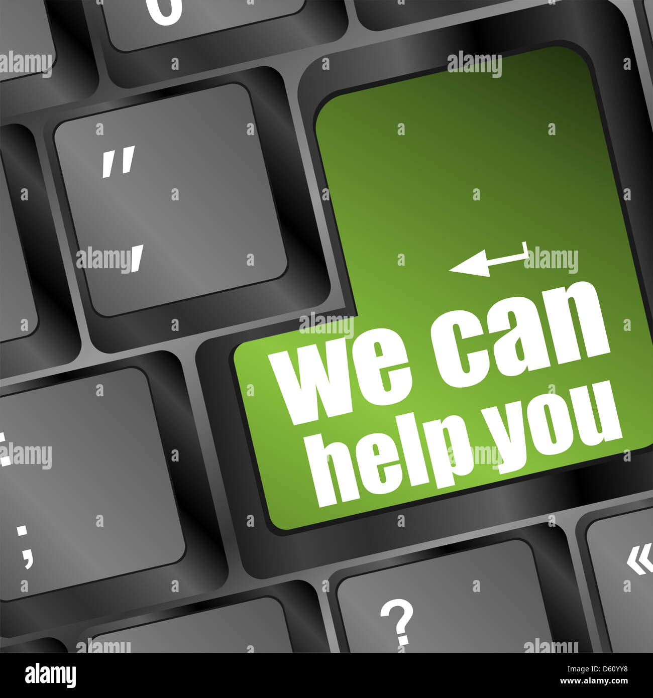 we can help you written on computer button Stock Photo - Alamy