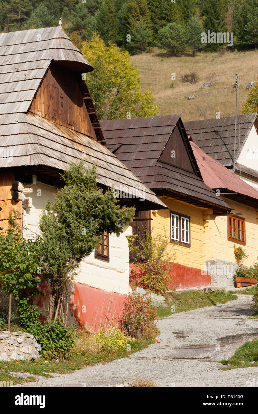 Traditional houses in Vlkolinec, Slovakia. UNESCO World Heritage Site ...
