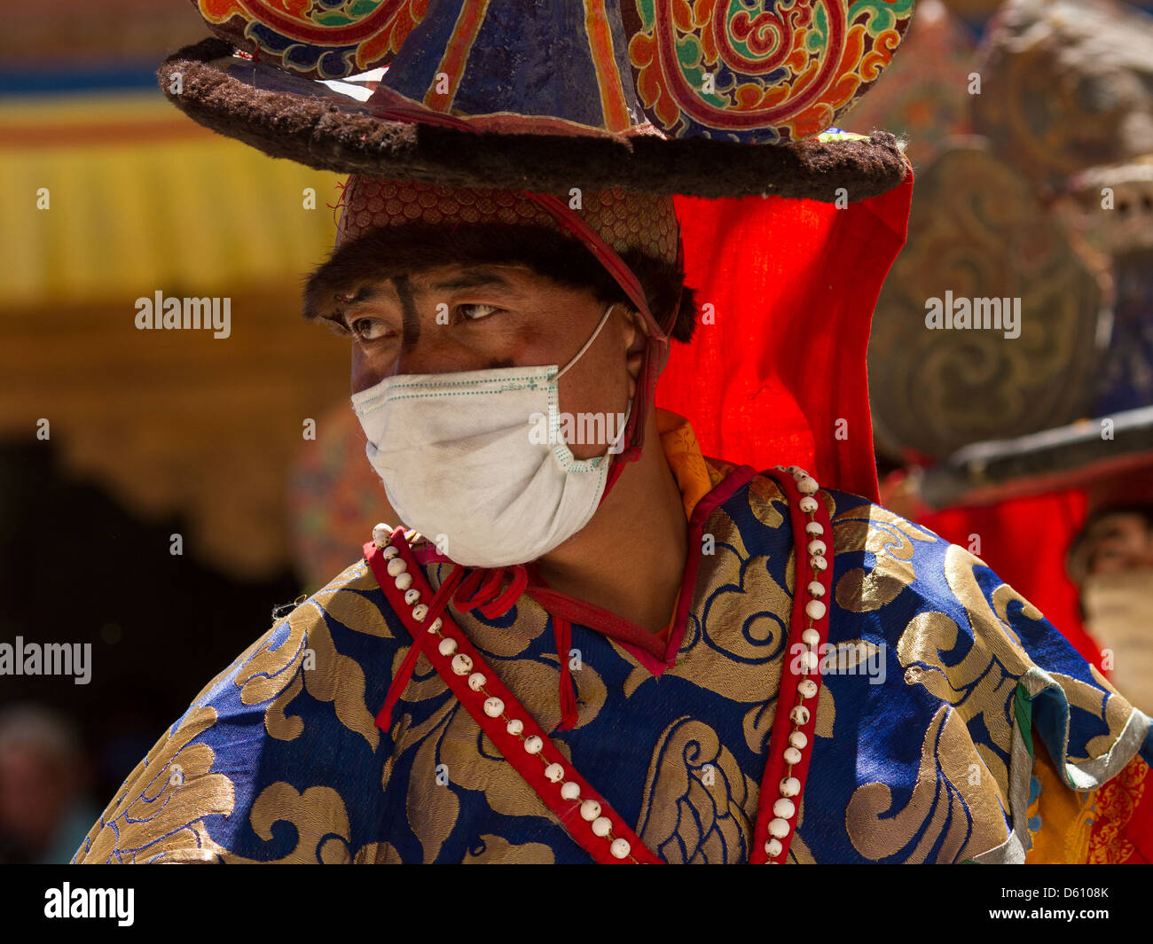 KARSHA, INDIA - JUL 17: A monk performs a religious mask dance during ...