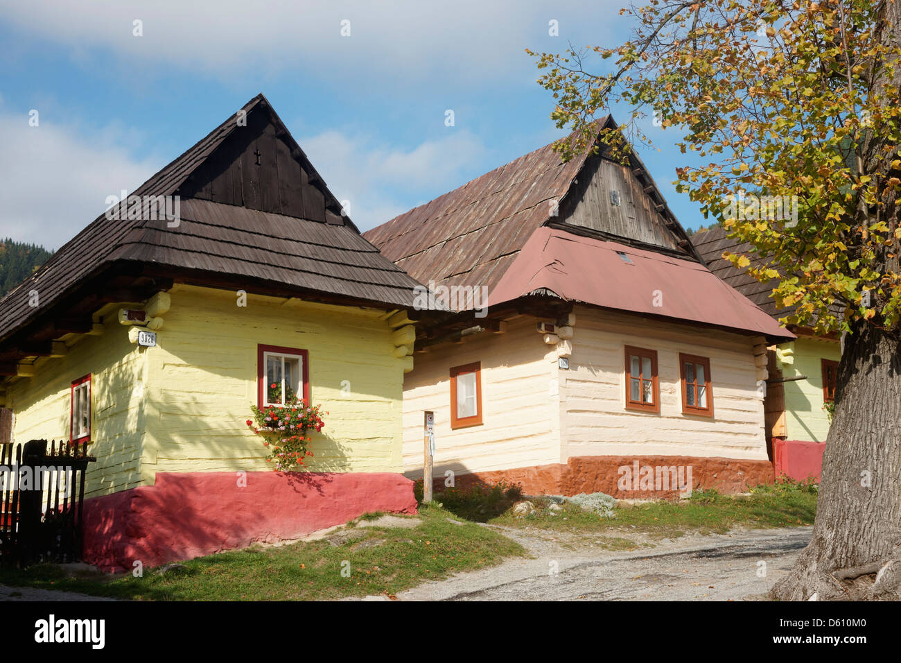 Traditional houses in Vlkolinec, Slovakia. UNESCO World Heritage Site ...