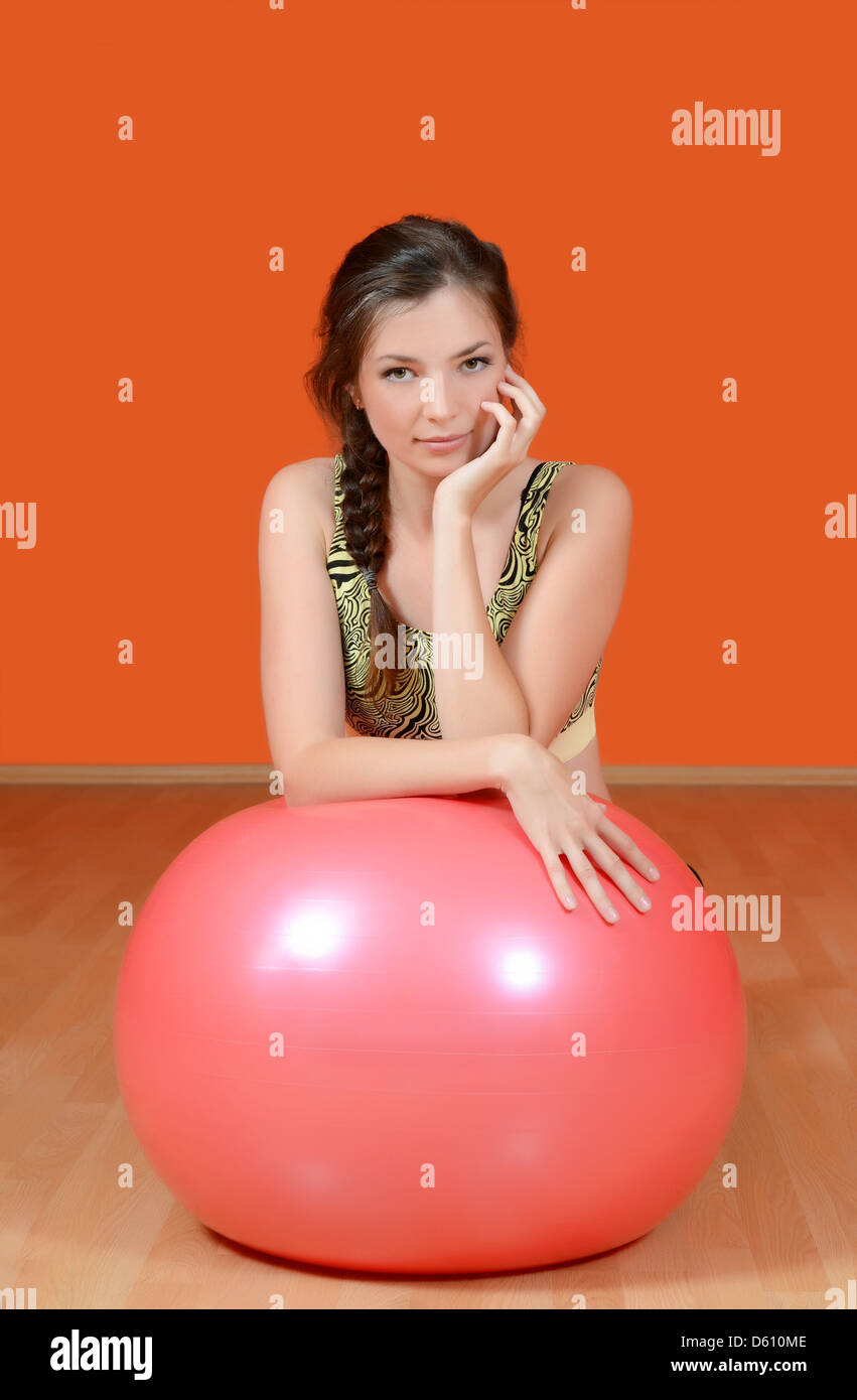 The woman with a gymnastic ball Stock Photo - Alamy