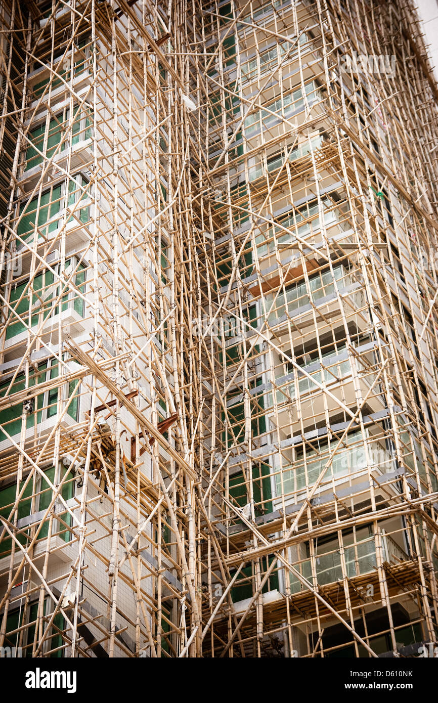 Bamboo scaffolding for a new building in Hong Kong, China Stock Photo - Alamy