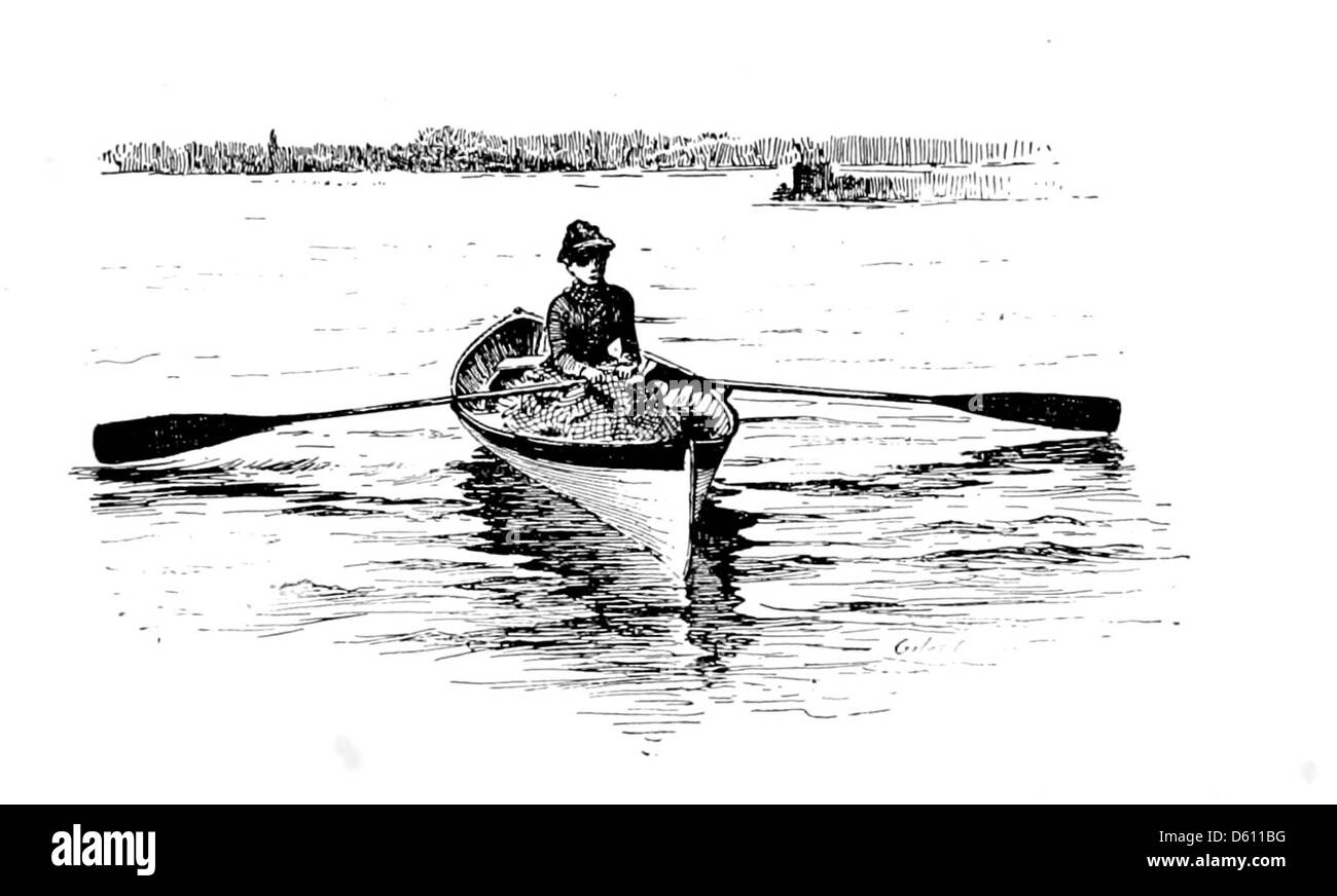 A 1890 photograph capturing a boat on a lake tour to Mackinac Island ...