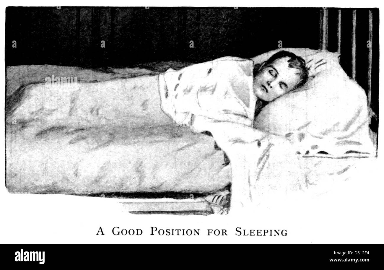 This 1906 image demonstrates proper posture and sleeping techniques ...
