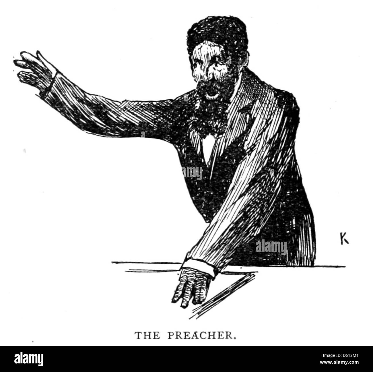 An illustration from 'A Frenchman in America' featuring a preacher. The ...