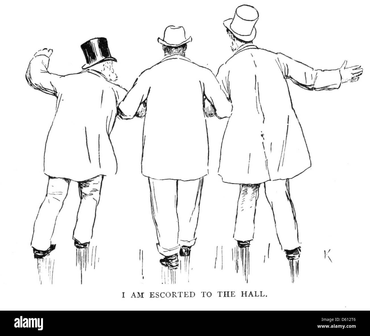 An image depicting a Frenchman in America, seemingly in a drunken state ...