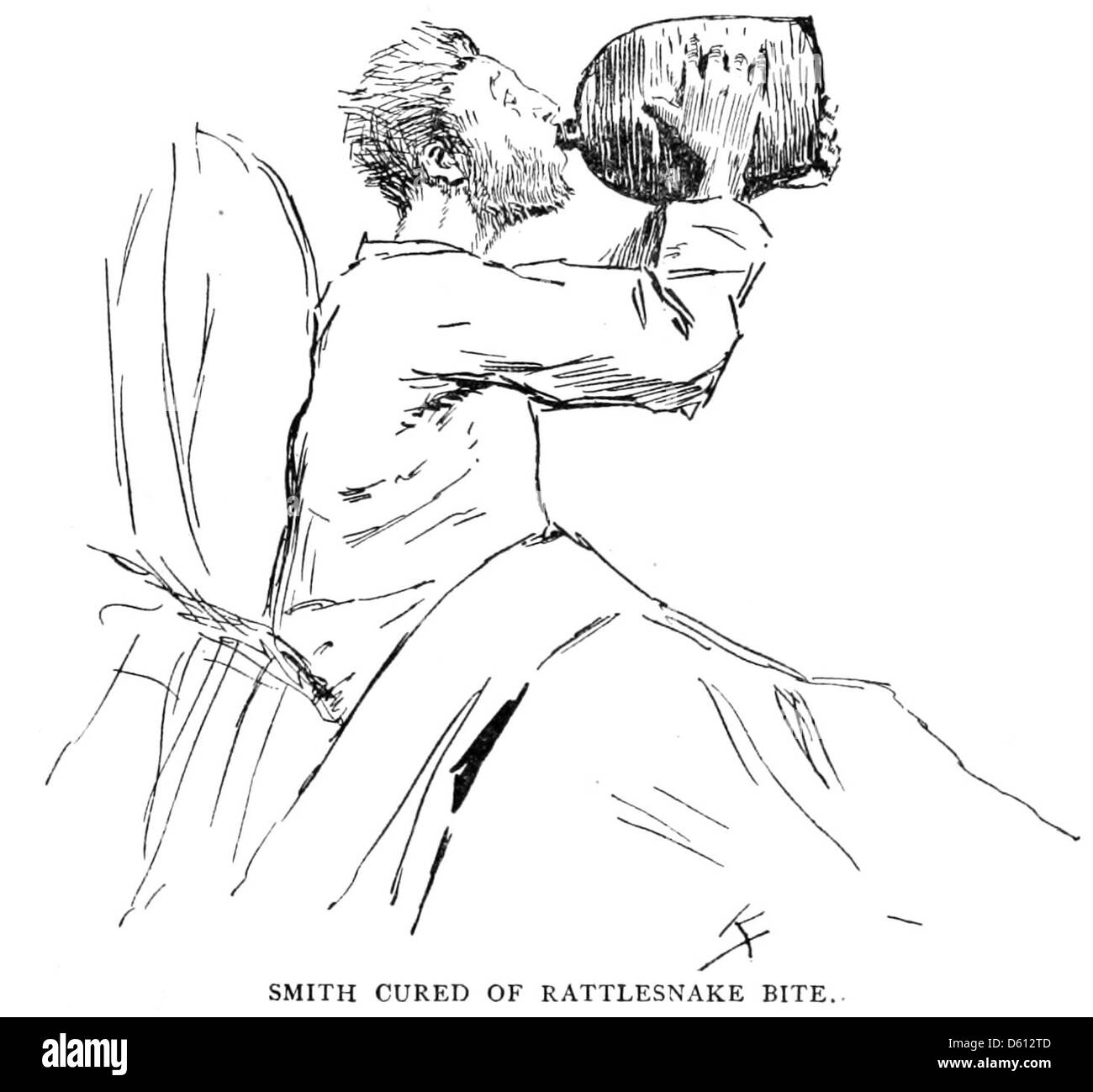 This photograph likely shows a Frenchman drinking from a medicinal ...