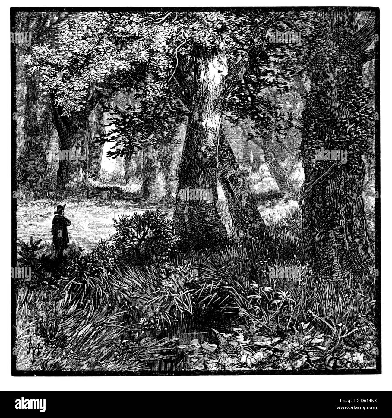 An 1880 illustration from 'A Dream of Fair Women,' capturing a romantic ...
