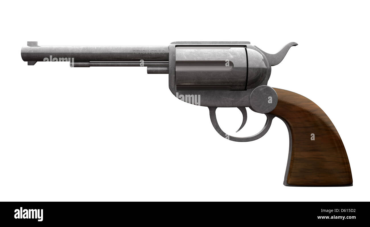 Revolver gun with wooden handle hi-res stock photography and images - Alamy
