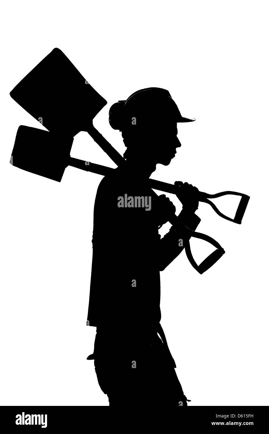 Silhouette of a Construction builder worker Stock Photo - Alamy