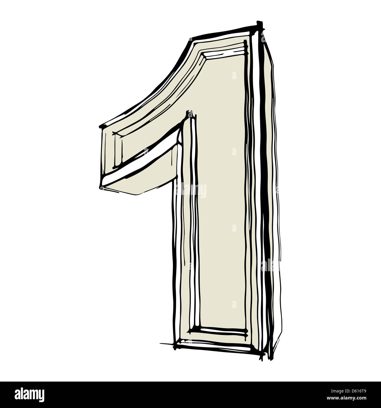 sketchy number 1 isolated on white background Stock Photo - Alamy