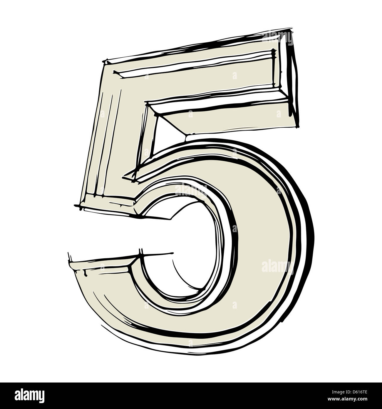 sketchy number 5 isolated on white background Stock Photo - Alamy
