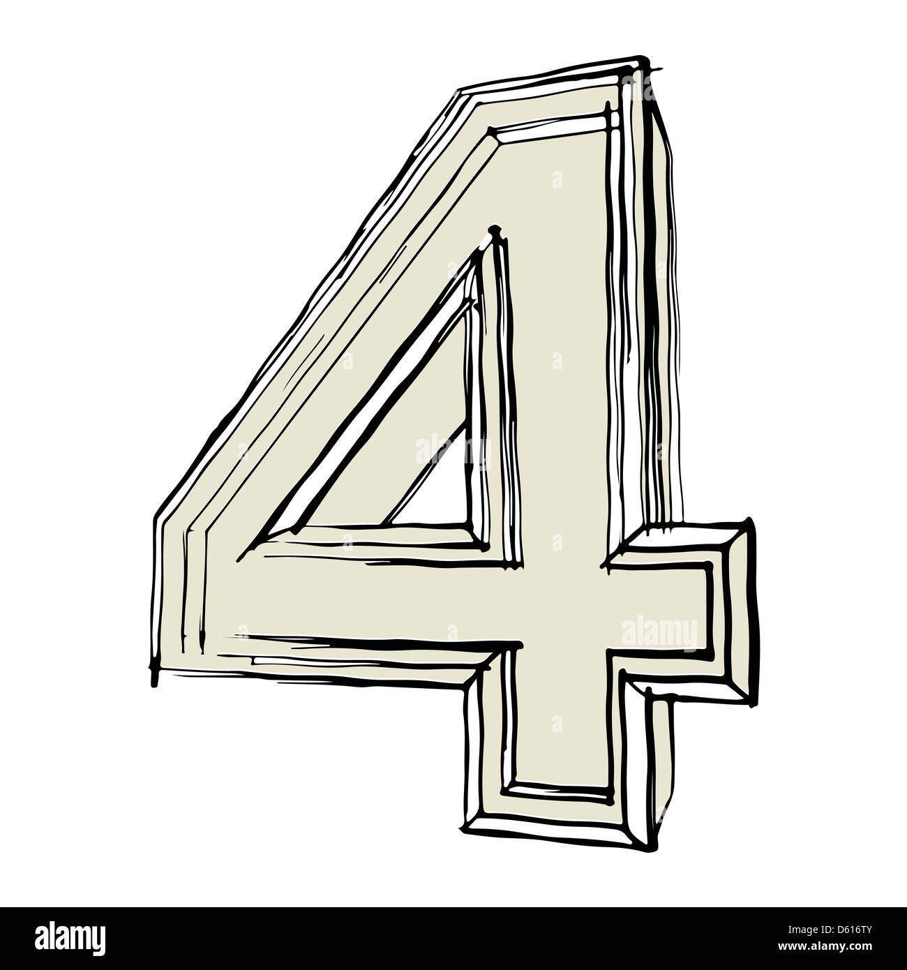 sketchy number 4 isolated on white background Stock Photo - Alamy